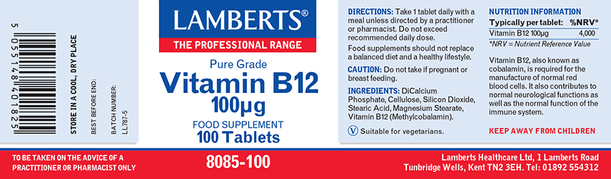 Buy Lamberts Health Care Vitamin B12 100µg from Lamberts